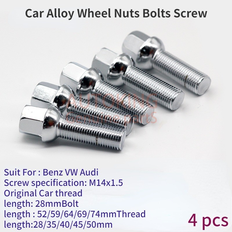 4 pcs Car Alloy Wheel Nuts Bolts Screw For Benz-Audi-VW Golf 4/5/6/7 A4 ...