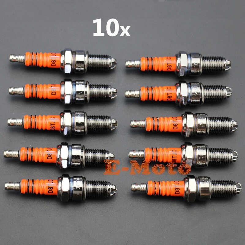 10Pcs Spark Plug D8tc D8tjc 3 Electrode Para Sa CG 125 150 200Cc Cf250 ...