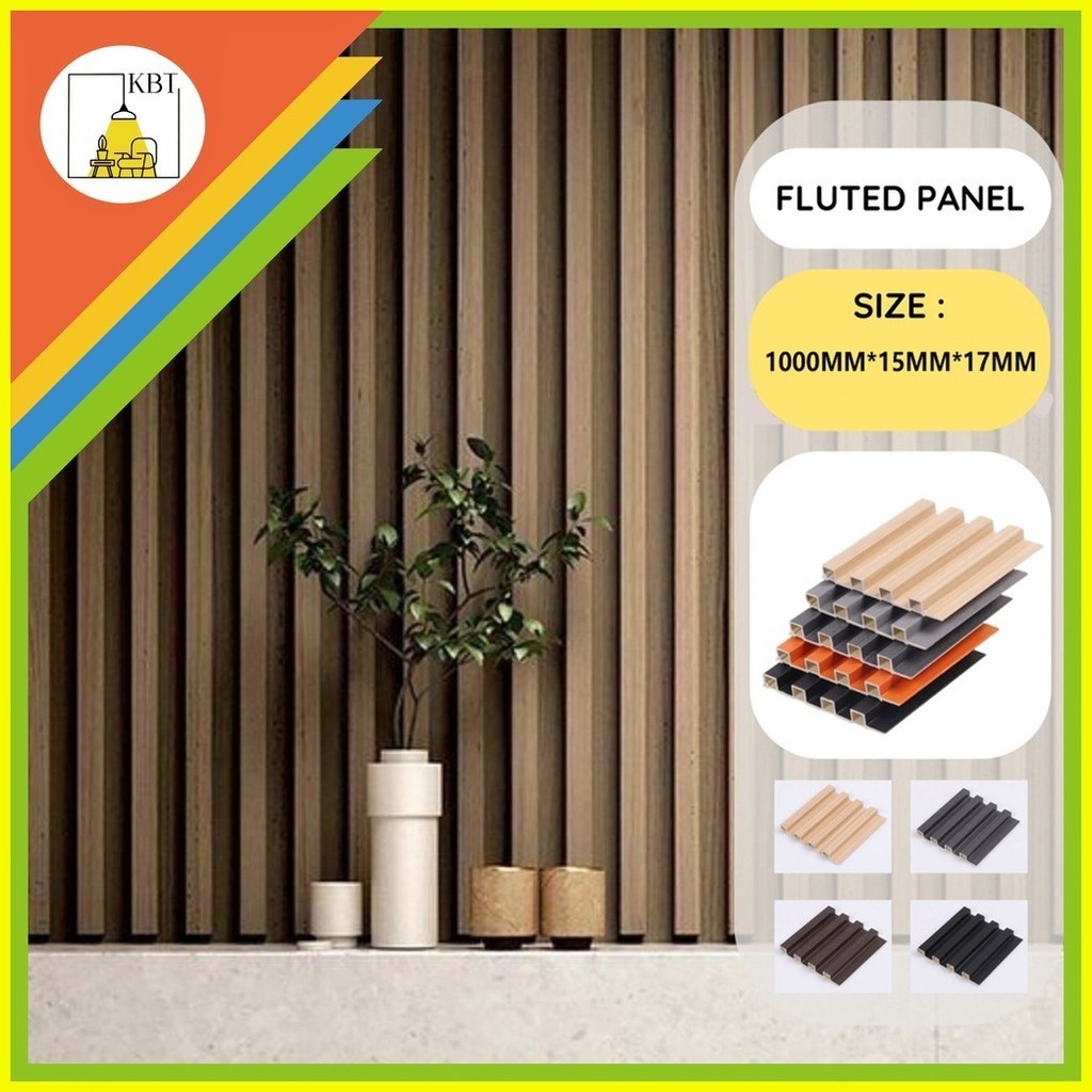 WPC Fluted Wall Panel Wood Wallpaper Sticker Waterproof Grille Design ...