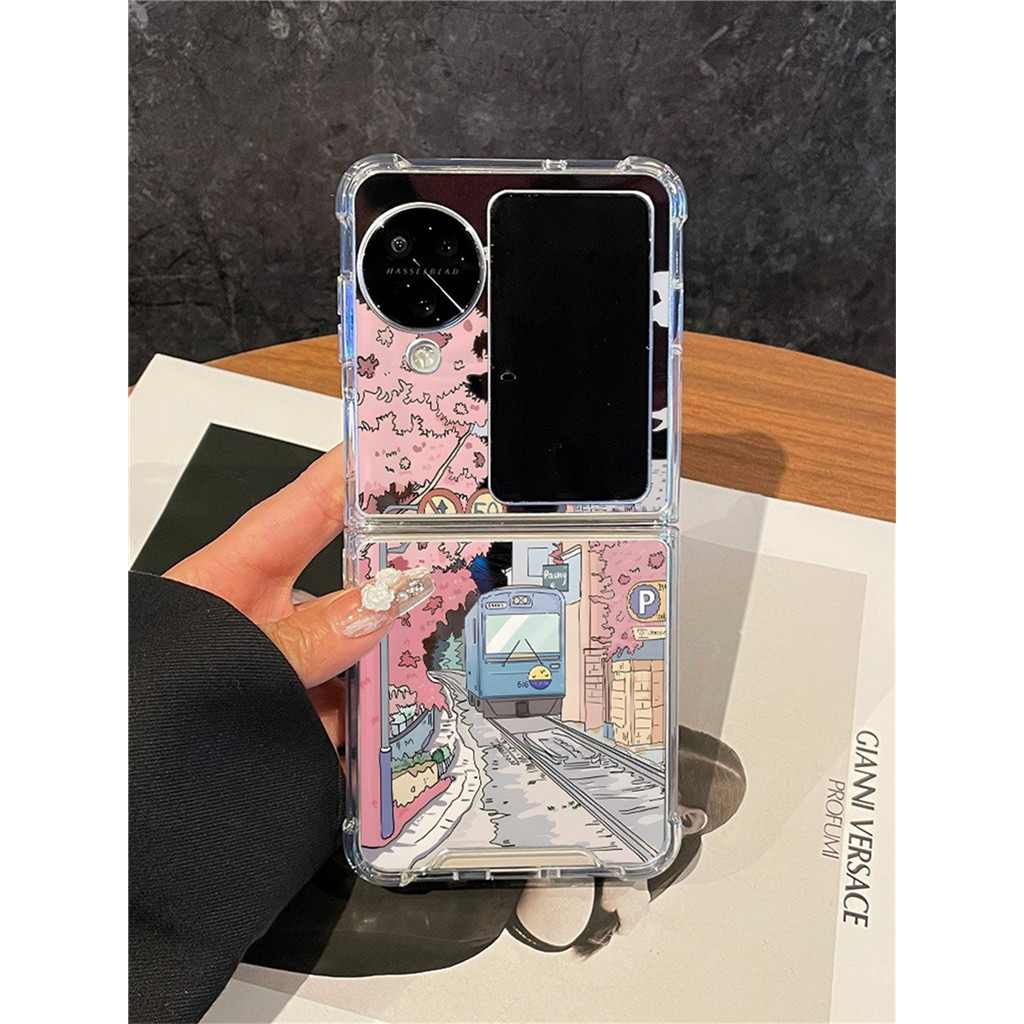 Luxury Korean Cute Railway Train Cherry Blossom Phone Case for OPPO ...