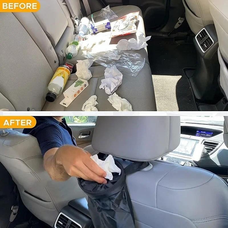 2PCS Car Garbage Bag Auto Seat Back Storage Bag Rubbish Bin Leak-proof ...