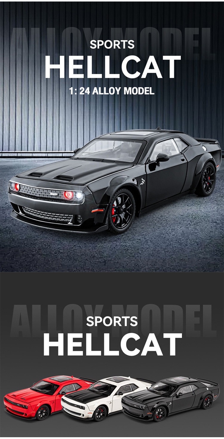 KLT 1:24 Dodge Charger SRT Hellcat Metal Alloy Toys Car Model Diecast ...