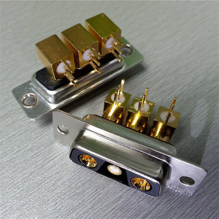 Mixed D-SUB RF coaxial socket, industrial plug, bent foot soldering ...