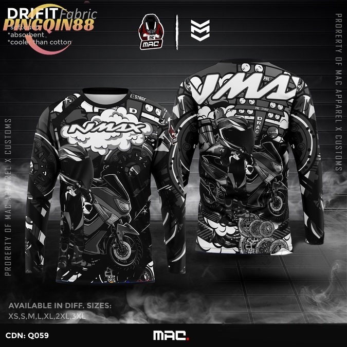 MAC NMAX Q059 Full Sublimation Long Sleeve, Full Print Jersey, Rider ...