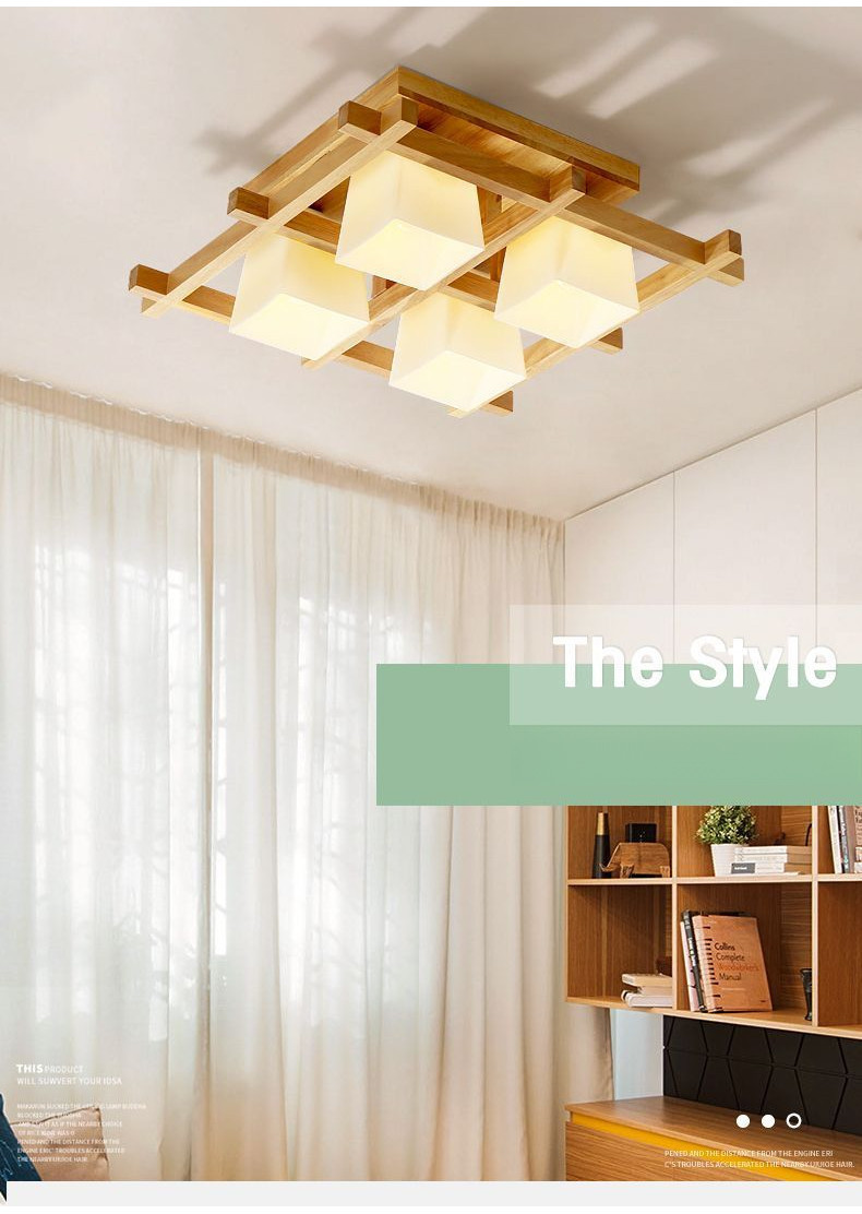 Nordic Living Room Light Bedroom Light Room Solid Wood led Ceiling ...