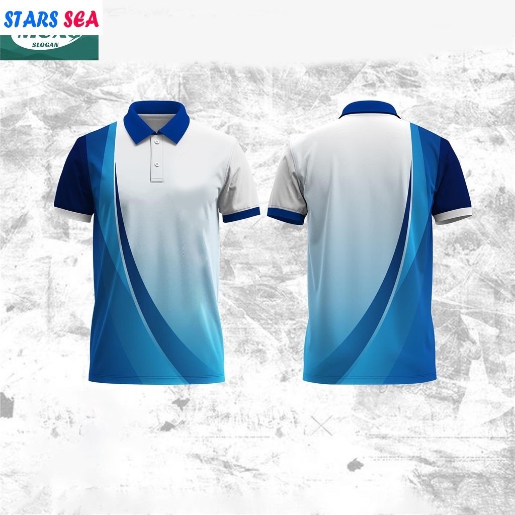 Full Sublimation POLO SHIRT Men Blue & White 2024 New Summer | Shopee ...