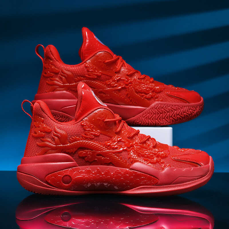 New Spring Dad Men's Sneakers Big Red Year Of The Loong Basketball ...