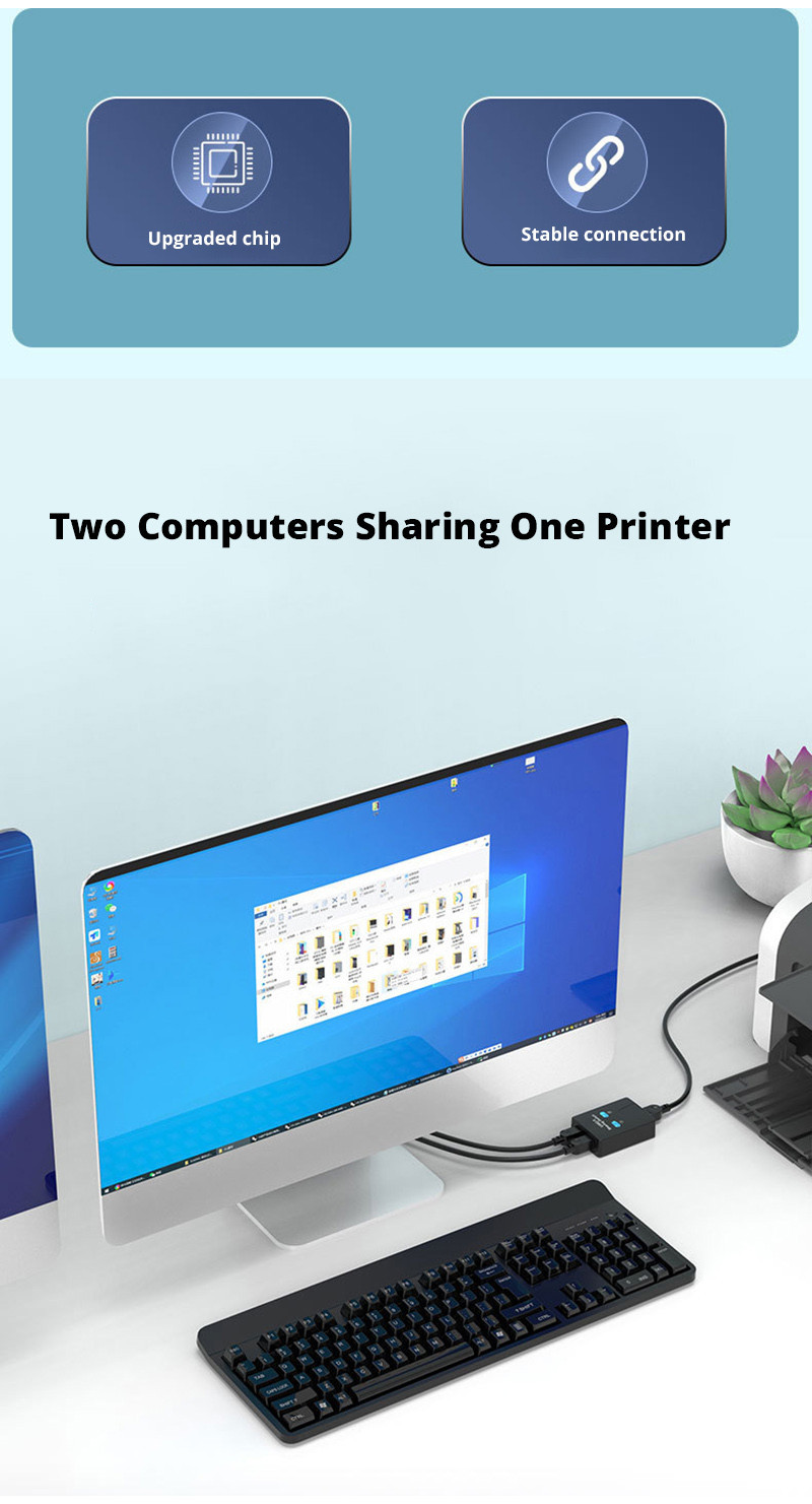 USB Print Sharer Switch 2 In 1 Out USB Auto Printer Sharer Splitter For ...