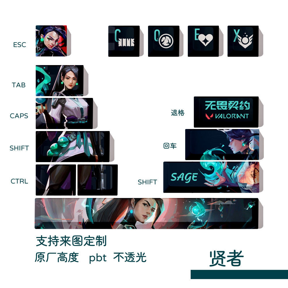 New Keycaps Personality Fearless Contract Sage Valorant Peripheral ...