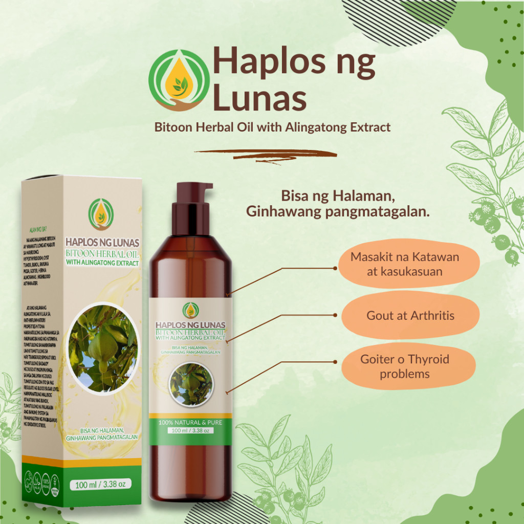 Haplos ng Lunas Bitoon Herbal Oil with Alingatong Extract Oil 50 ml ...