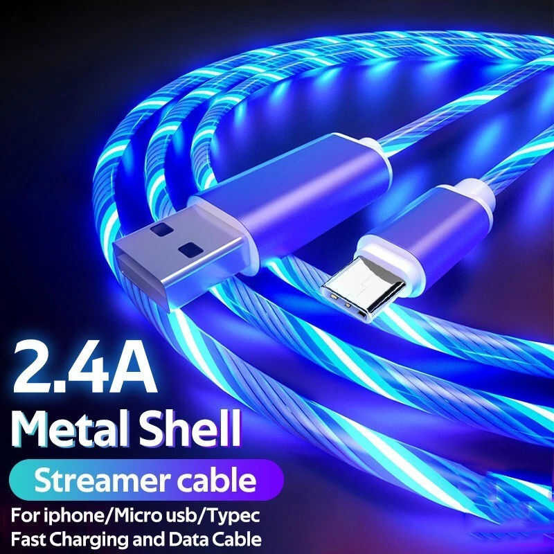 Fast 3In 1 Charging Data E 5A USB Colorful Wing Light Charging Cord 20W ...