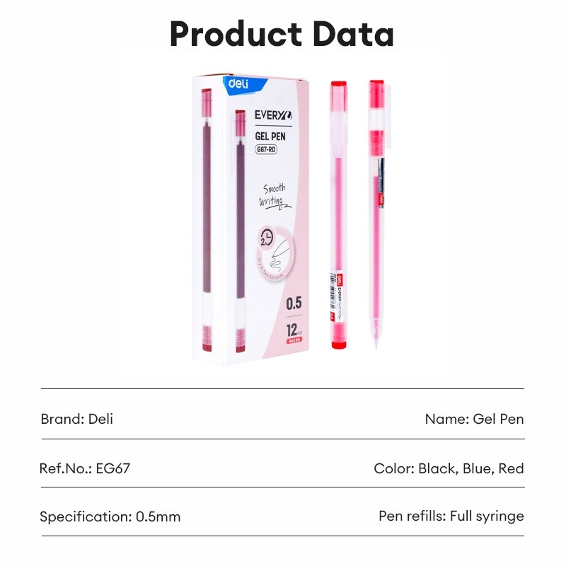 Deli Gel Pen 0.5mm Full Needle Tube Ballpen Neutral Pens EG67 | Shopee ...