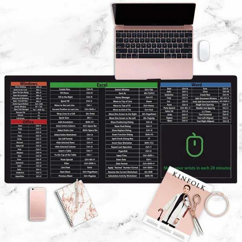 Excel Shortcut Keys Mouse Pad - Computer Word Outlook Command Prompt Extended Large Cheat Sheet ...