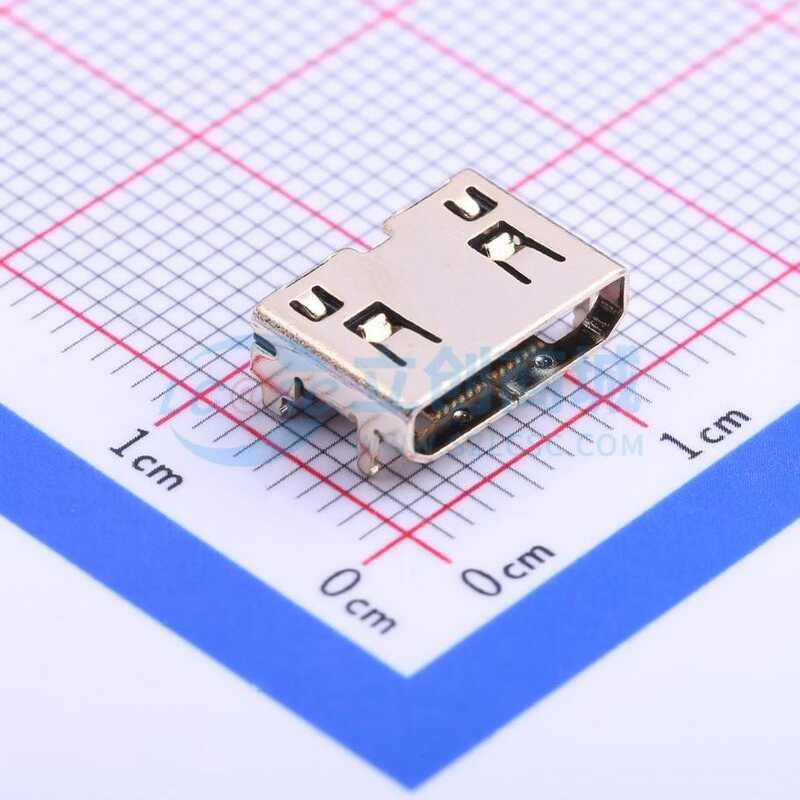 HDMI-C connector HDMI-519 horizontal SMD female socket 19P GND-DIP HDMI ...