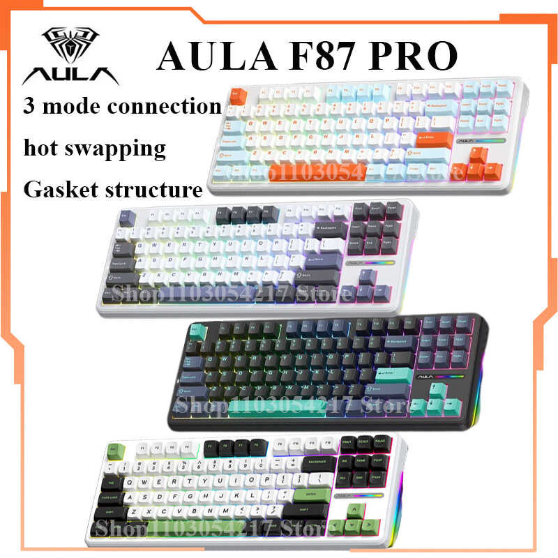 Aula F87 Pro Mechanical 2.4G/Usb/Bluetooth Tri Mode Wireless 87 Key ...