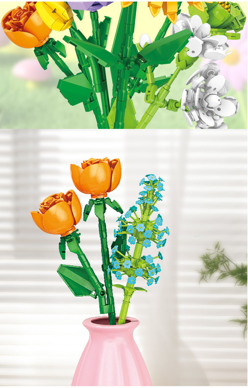 Building Flower Botanical Collection Modular Buildings Ornament Girl ...