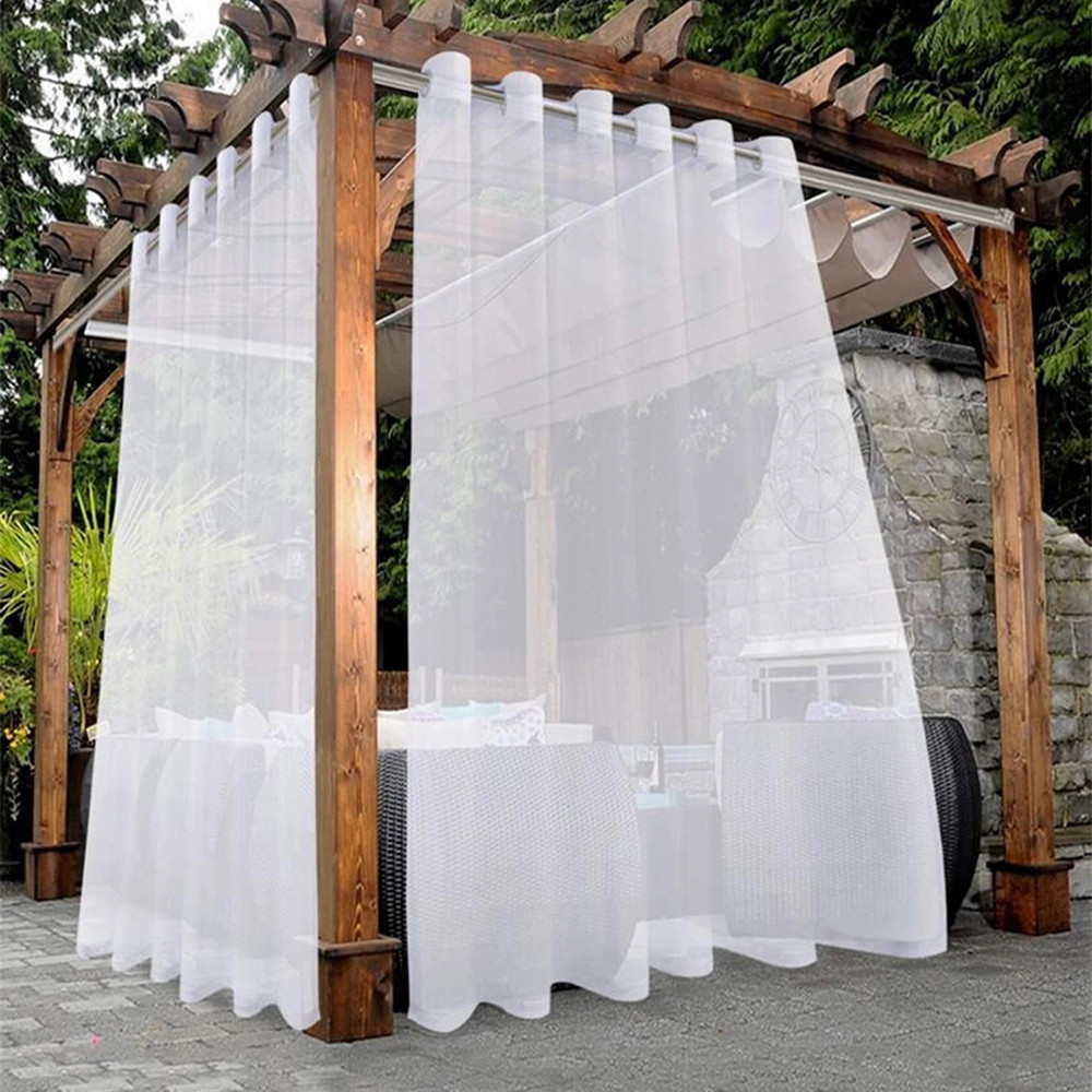 Rainproof Sheer Curtain Solid Color Outdoor Waterproof Curtain Window ...
