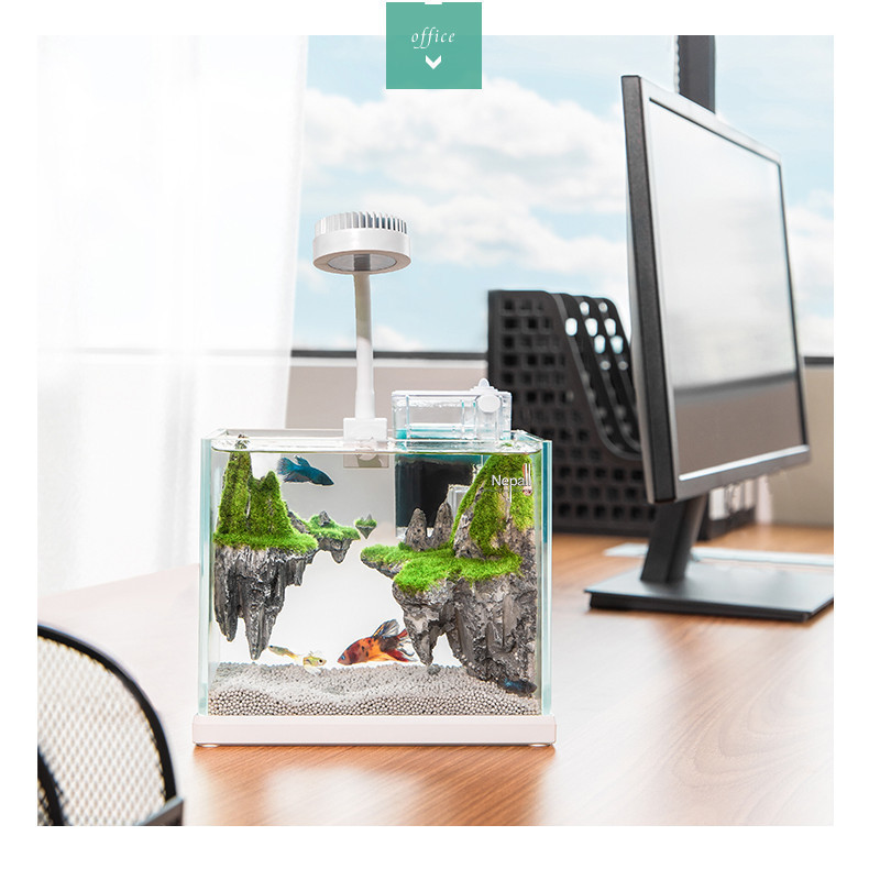 YEE Sky City Small Fish Tank Mini Fighting Fish Tank Living Room Small ...