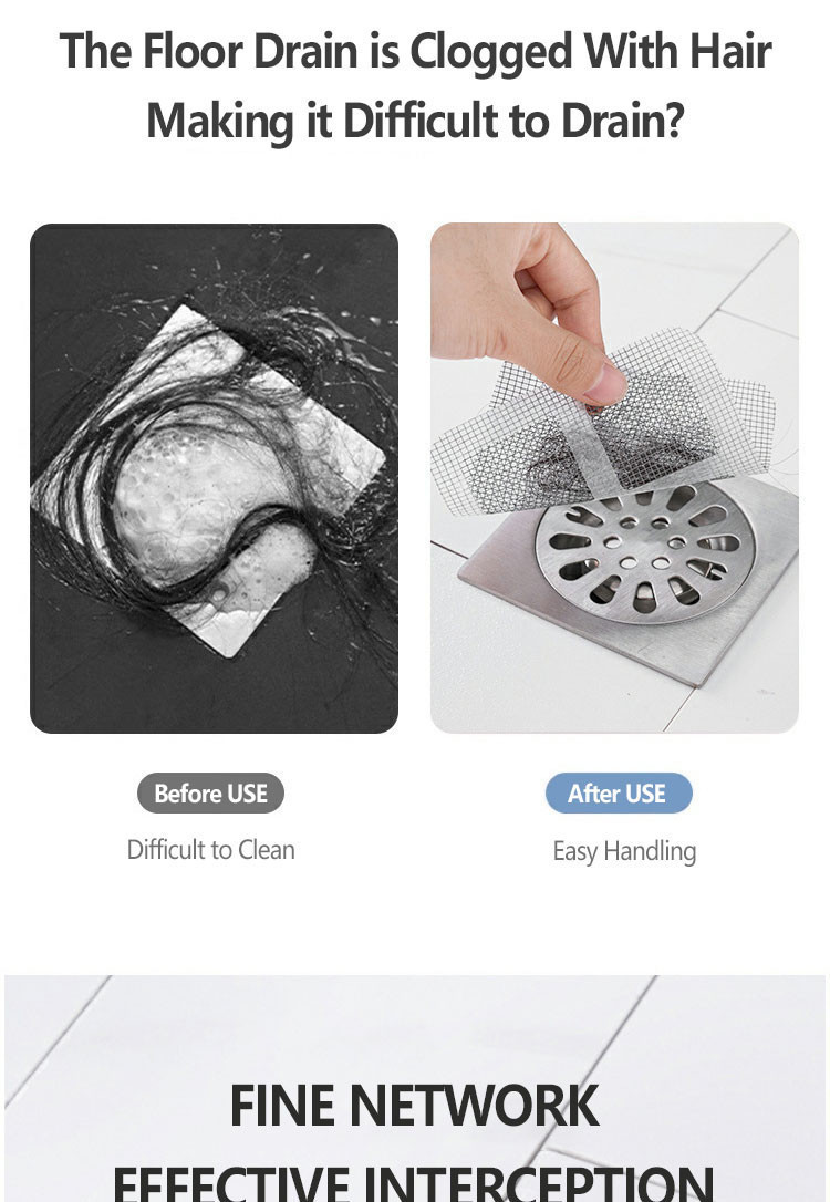 10pcs Disposable Floor Drain Patch Hair Blocking Bathroom Drainage ...