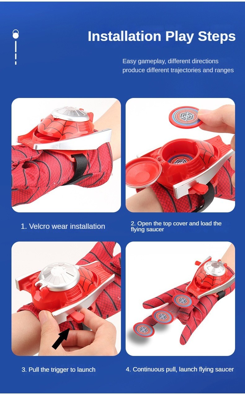 Superhero spiderman flying saucer launcher web shooter wrist launcher ...