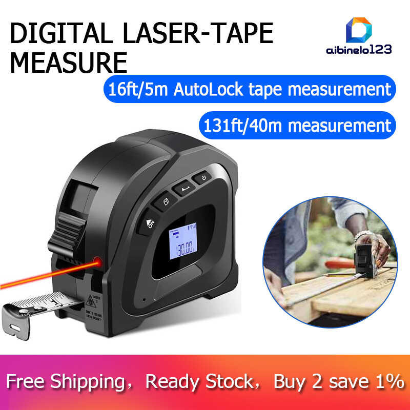 Laser-Tape 2-In-1, Digital Measuring Tape, Laser-Measure 131 Ft/40M, Tape Measure 16 Ft /5M ...