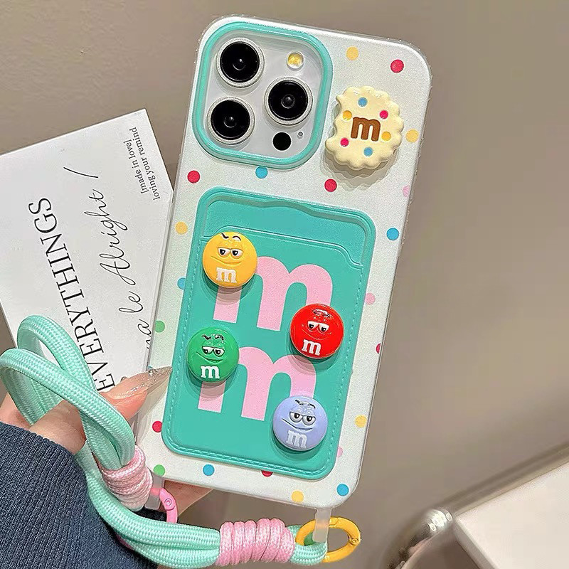 Mint Green Fun 3D M&M Beans Biscuit Card Bag Suitable for IPhone 16 ...