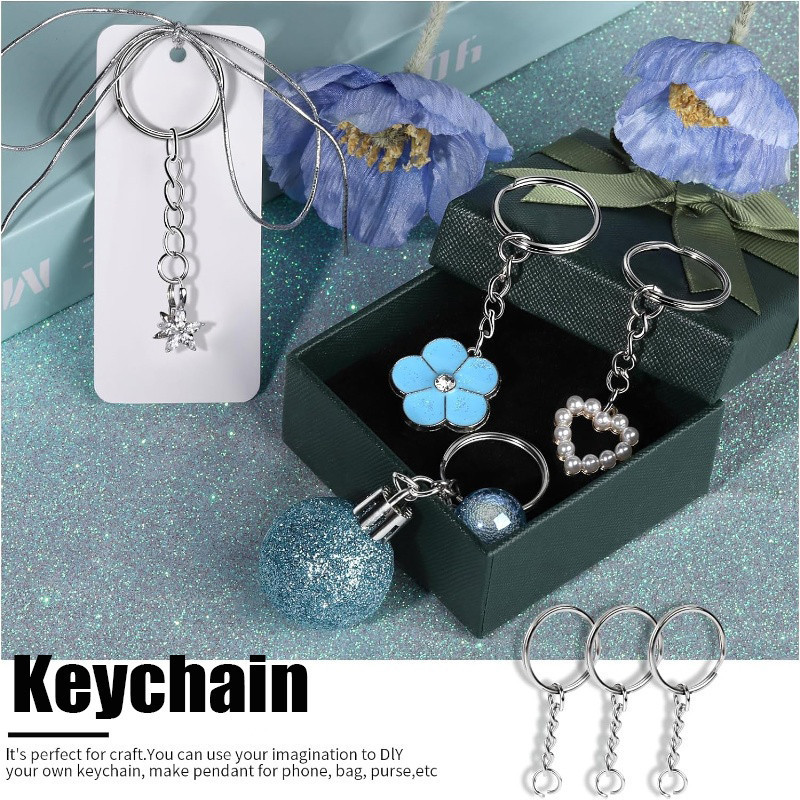 Split Metal Blank Keychain - Women Men Keyrings with Open Jump Ring ...