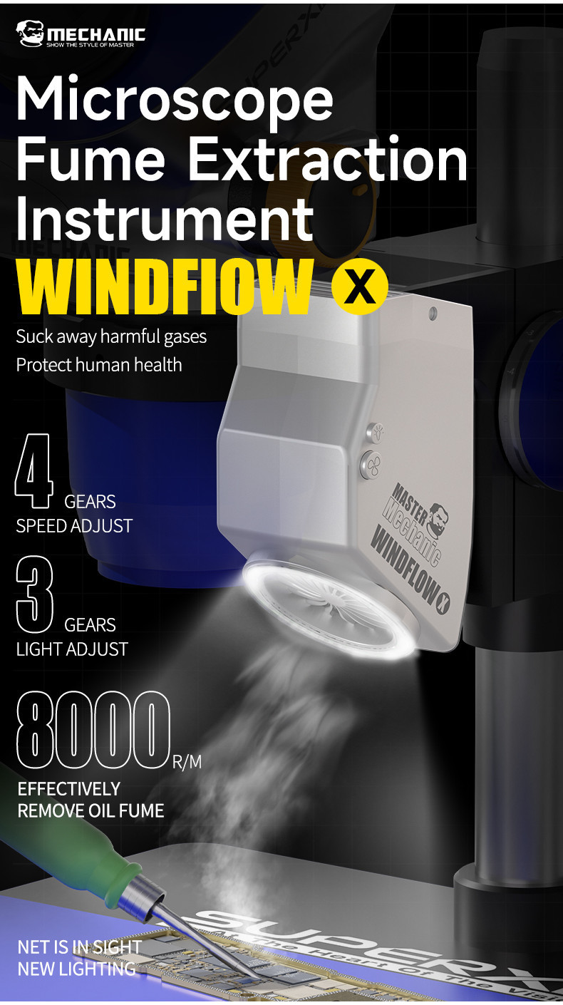 MECHANIC WindFlow X Exhaust Fan with Light Powerful Smoke Exhaust Tool ...