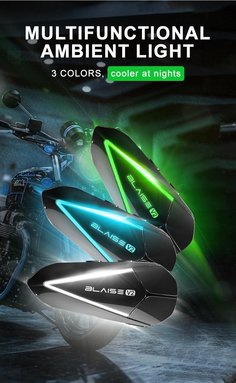 BLAISE V2 Motorcycle Helmet Intercom Headset Music sharing while in ...