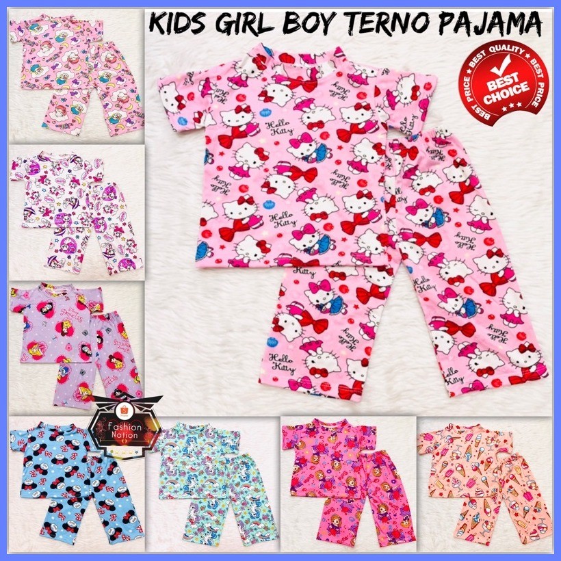 Terno Pajama for Kids Baby Girls Boys 0-12y Shirt Sando Spaghetti Dress ...