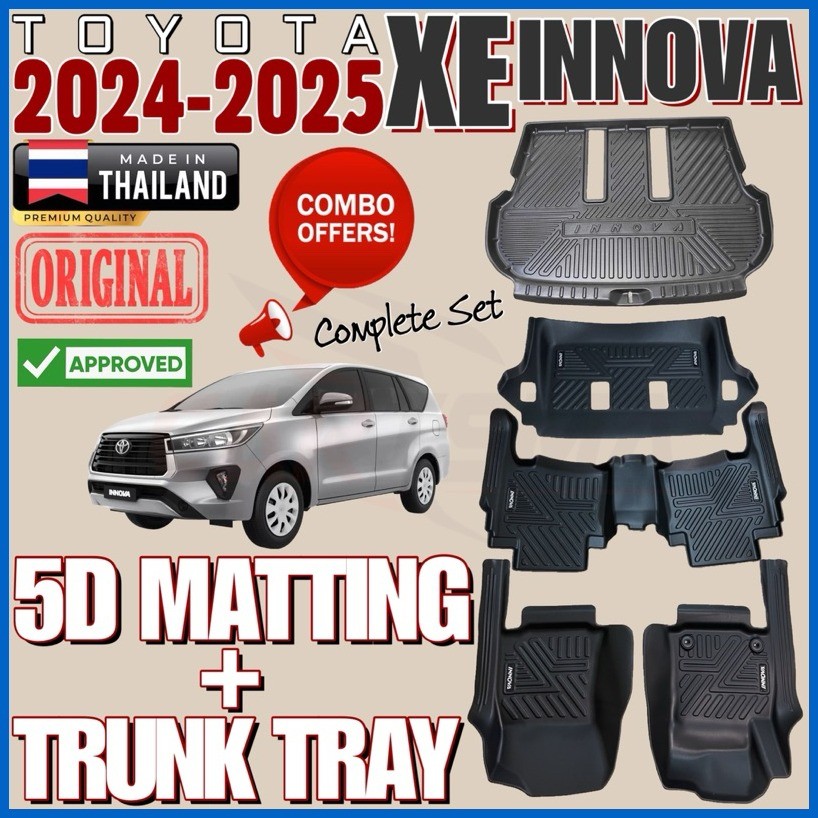 ☃ ♆ TOYOTA INNOVA XE 2024-2025 PREMIUM 5D DEEP DISH MATTING + TRUNK ...