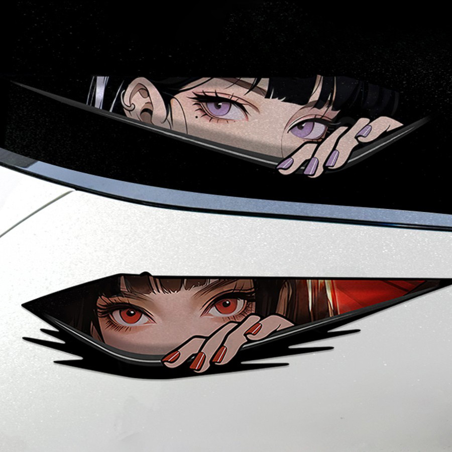 One Pair Car Stickers for Anime Peeping Girl Eyes Crevice Applique ...