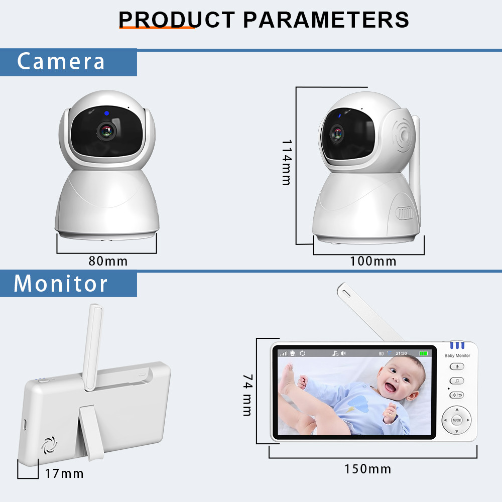 5.0 inch Baby Monitor With Camera 3500mAh Long Life Battery Two-Way ...