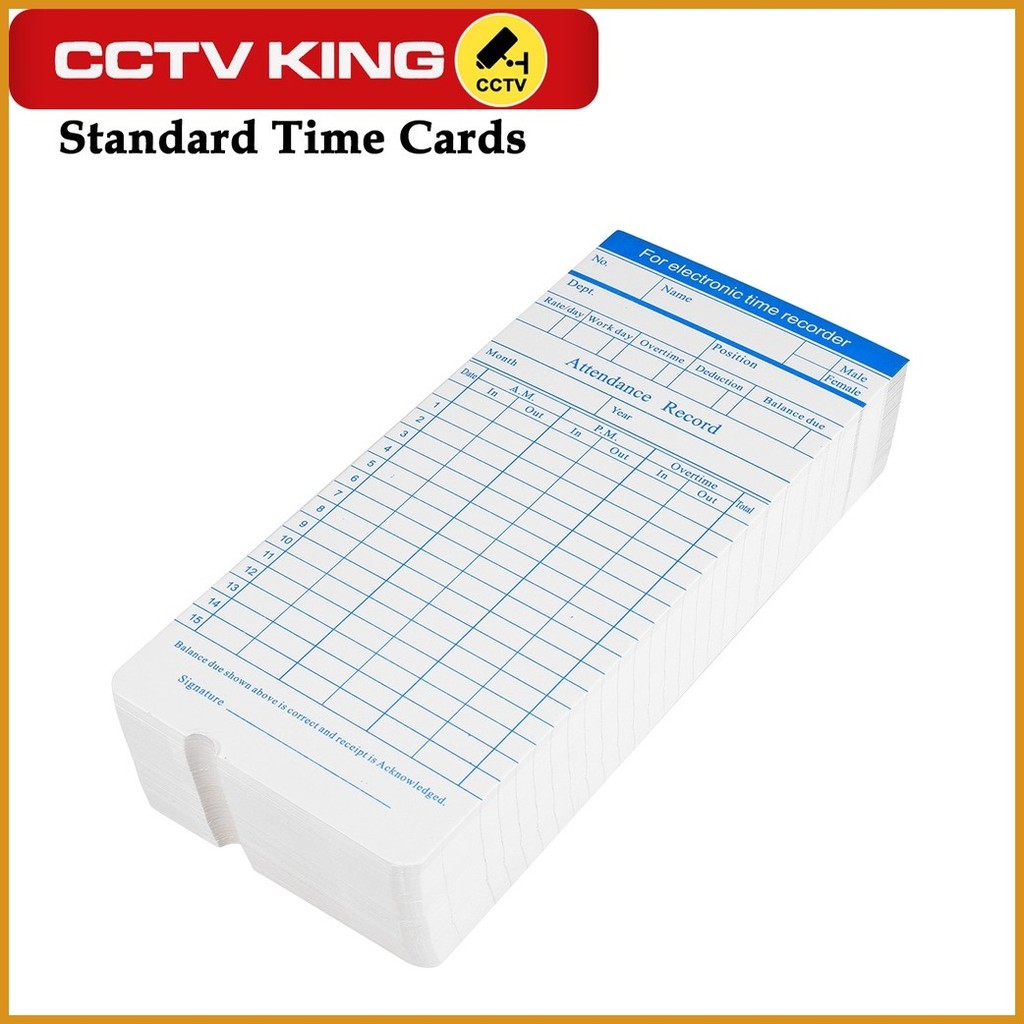 CCTV KING Standard Time Card Bundy Clock Timecard Recorder Cards 100 ...