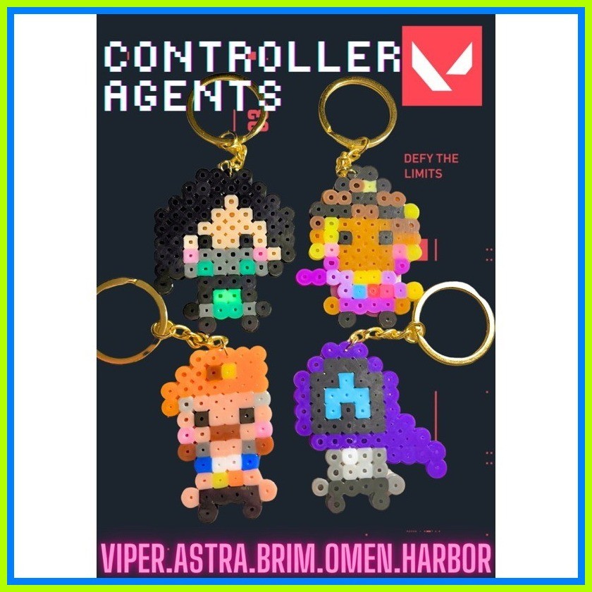 ⌚ WHOLESALE Valorant Keychains Perler Pixel Art Valorant Agents Duelist ...