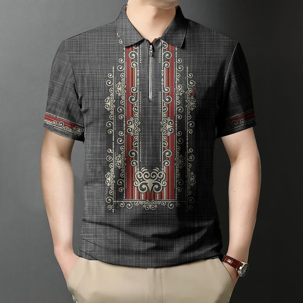 2025 Asean Attire for Men Ethnic Style Retro Lapel Short-sleeved Top ...