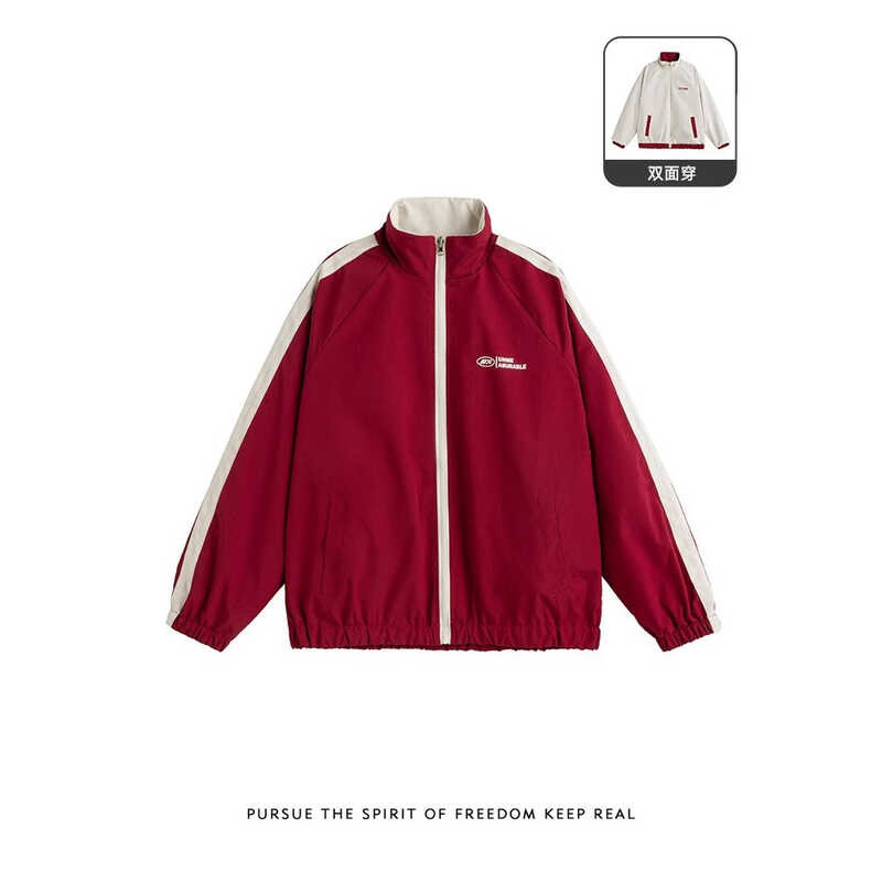Straight double-sided waterproof stand up collar jacket, men's trendy ...