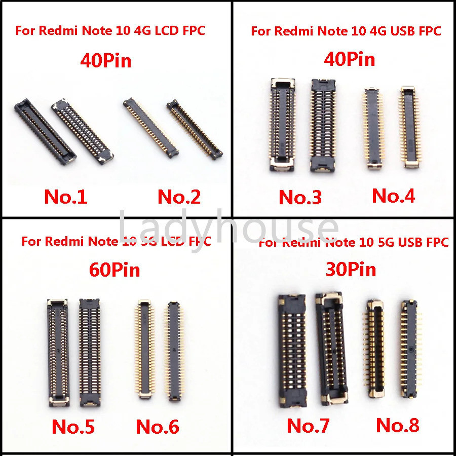 2pcs 30 40 60 Pin LCD Display Screen FPC Connector On Board For Xiaomi ...
