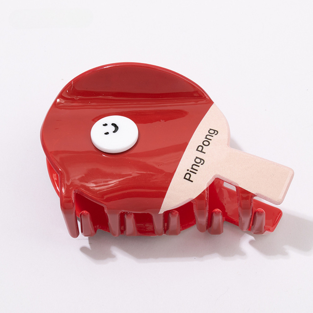 Cute Red Table Tennis Racket Grip Clip Female Back of Head Half Zip ...