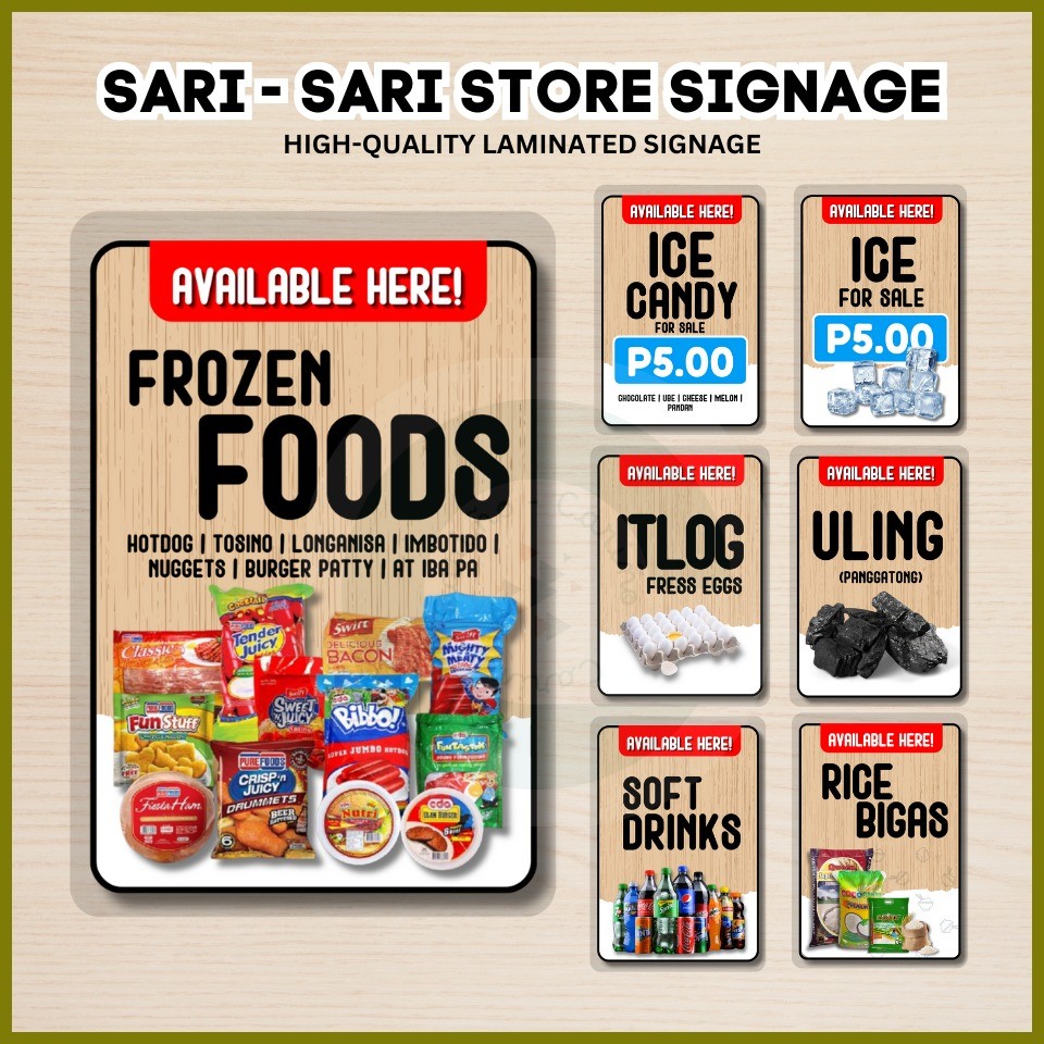 Laminated - Sari Sari Store Signage l Itlog | Frozen Foods | Soft ...