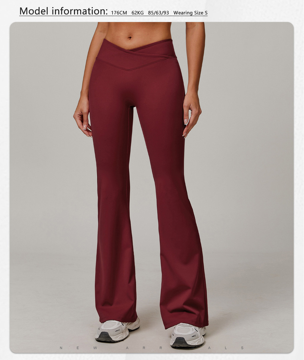 Women Sports Flared Pants Tight-Fitting High Waist Hip Lifting Fitness ...