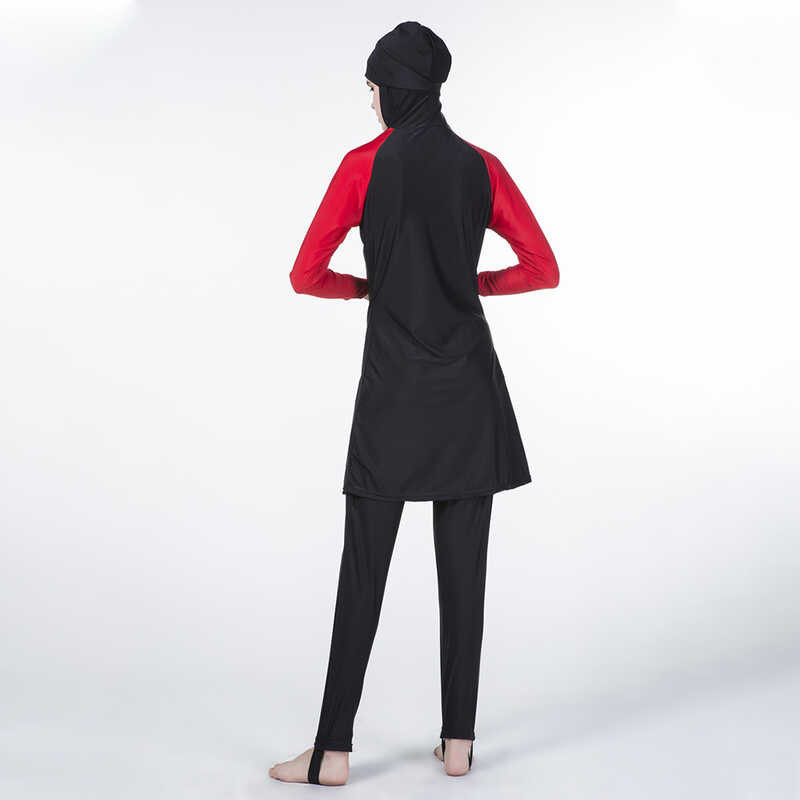 Burkini Muslim Big Size Black Islamic Woman Borkini Hooded Hijab Modest ...