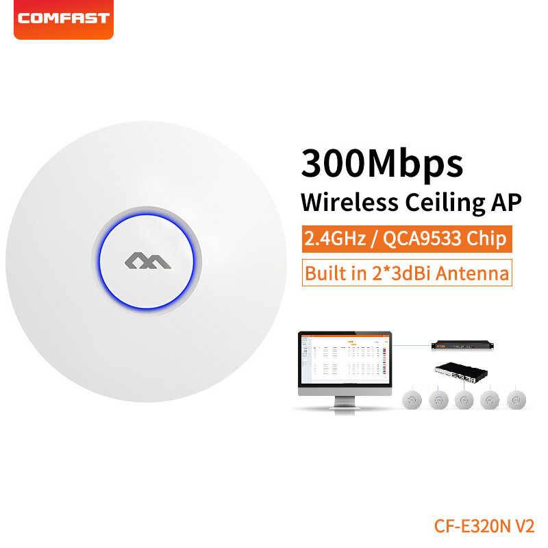 Wifi Ceiling AP High Power Wireless Router 300Mbps Access Point Qca9533 Lan/Wan Rj45 Port 48V ...