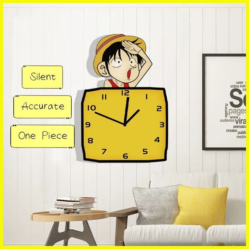 One Piece Anime Silent Wall Clock Hanging Orasan for bedroom Living ...