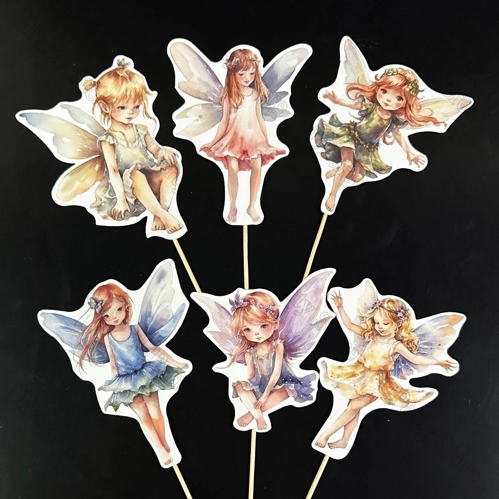 18Pcs Fairy Cake Toppers Flowers Butterfly Fairy Cupcake Decorations ...