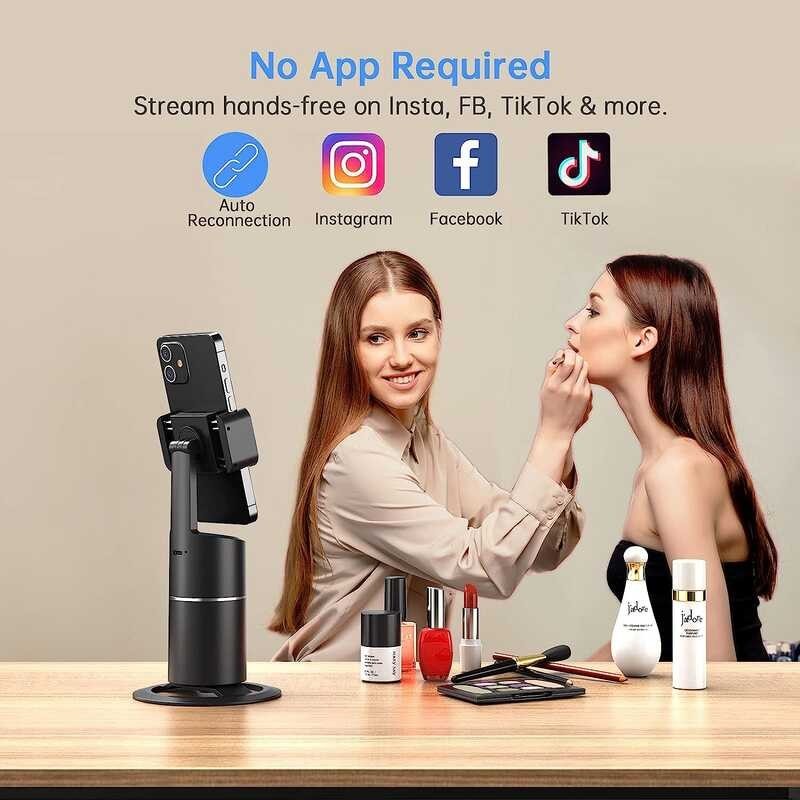 Auto Face Tracking Phone Selfie Stick Smart 360°Rotation Holder AI Follow-Up Video Vlog Live ...