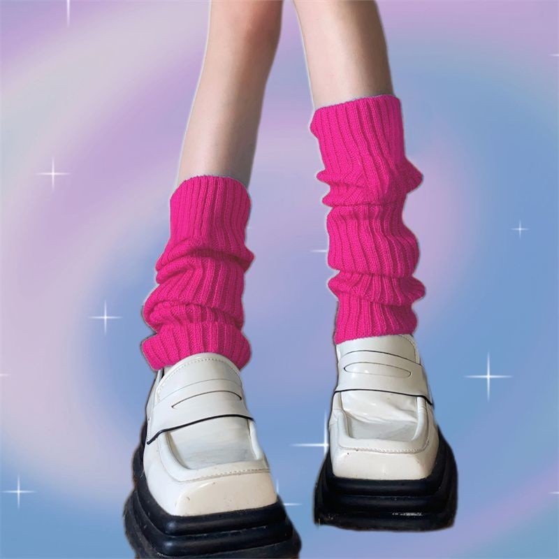 Y2K Lolita Socks Leg Warmers Ball Knitted Long Knee Foot Cover Pile ...
