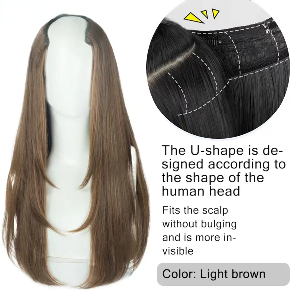 45/55cm Hair Extensions for Women with Simulated Scalp One Piece ...