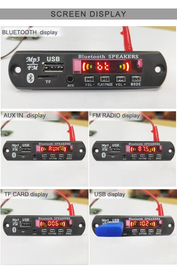 5V 12V Bluetooth 5.0 MP3 Player Decoder Board for car FM Radio TF USB 3 ...