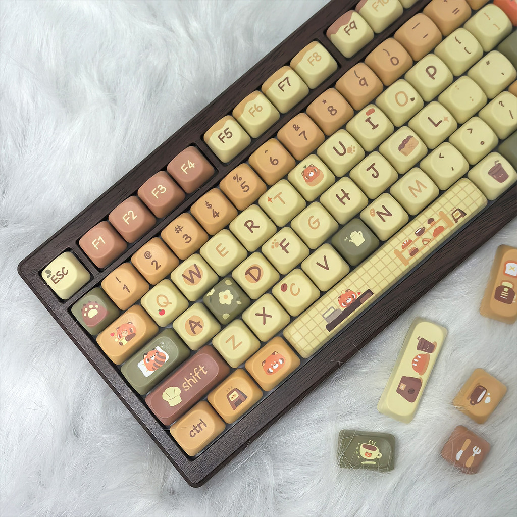 Red Pandas Cafe Keycap MOA Profile 120+ Keys PBT Dye Sublimation MAD 68 ...